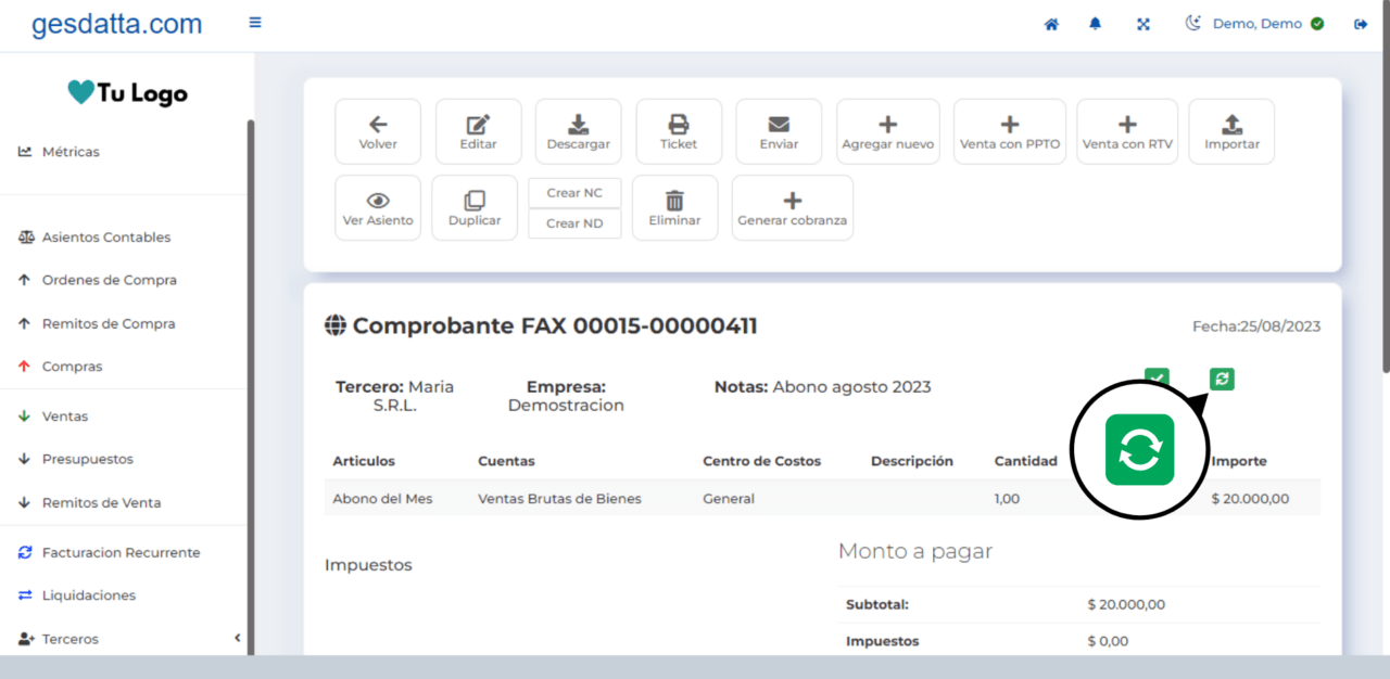 Módulo de Facturación Recurrente - Gesdatta Frutihorticola - Blog Gesdatta